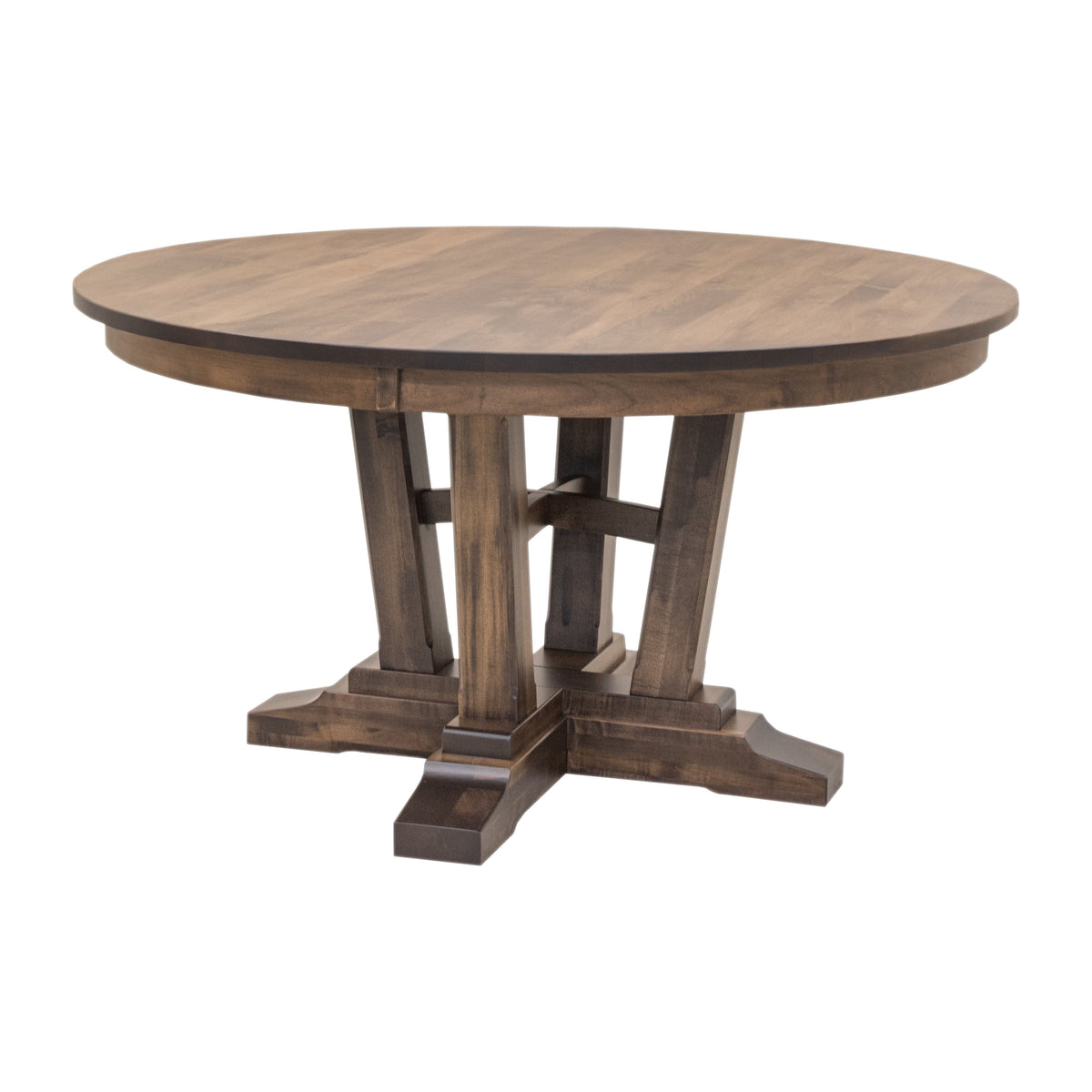 Alberta Maple Wood Round Extending Dining Table in Cocoa Light