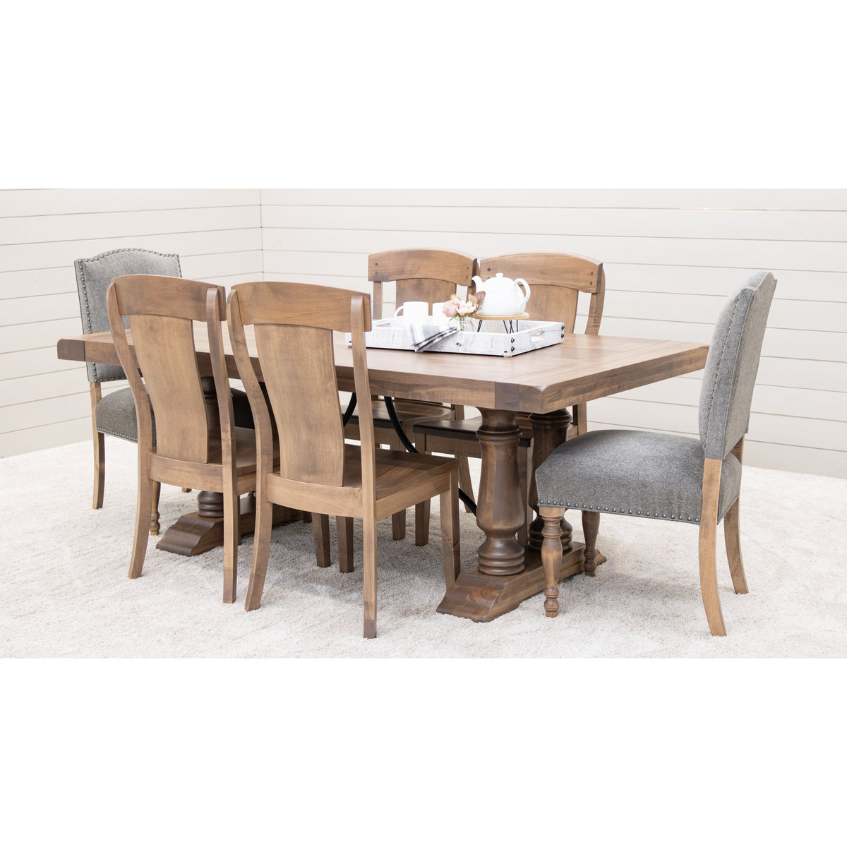 Alexandria Solid Maple Wood Extending Dining Table | Willowbend Finish