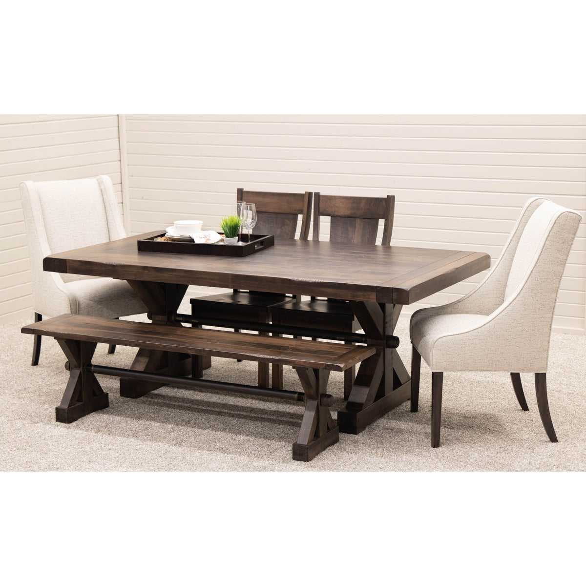 Auburn Solid Maple Wood Dining Bench in Cocoa Light