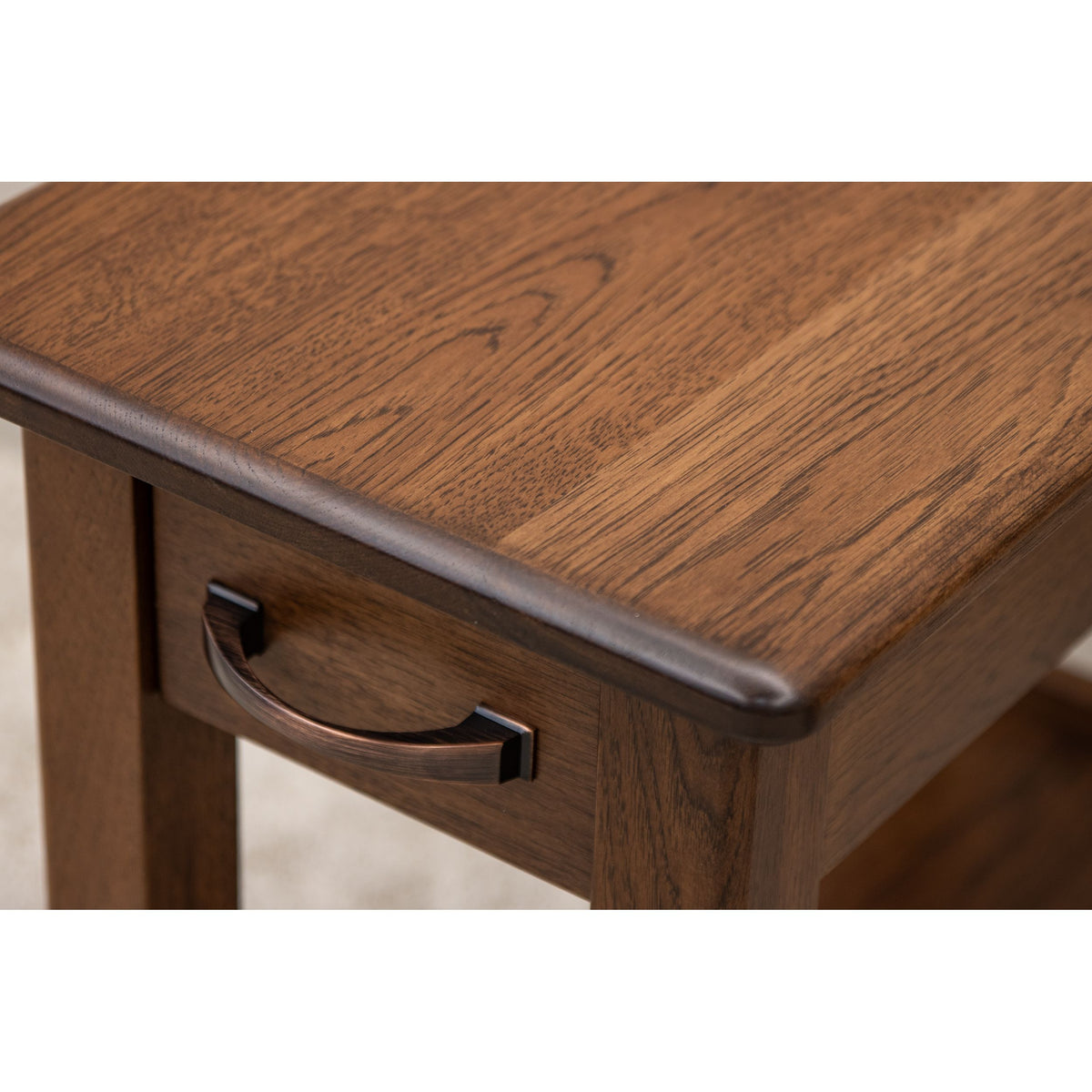 Austin Hickory Wood Small Rectangle Open End Table in Brown Velvet