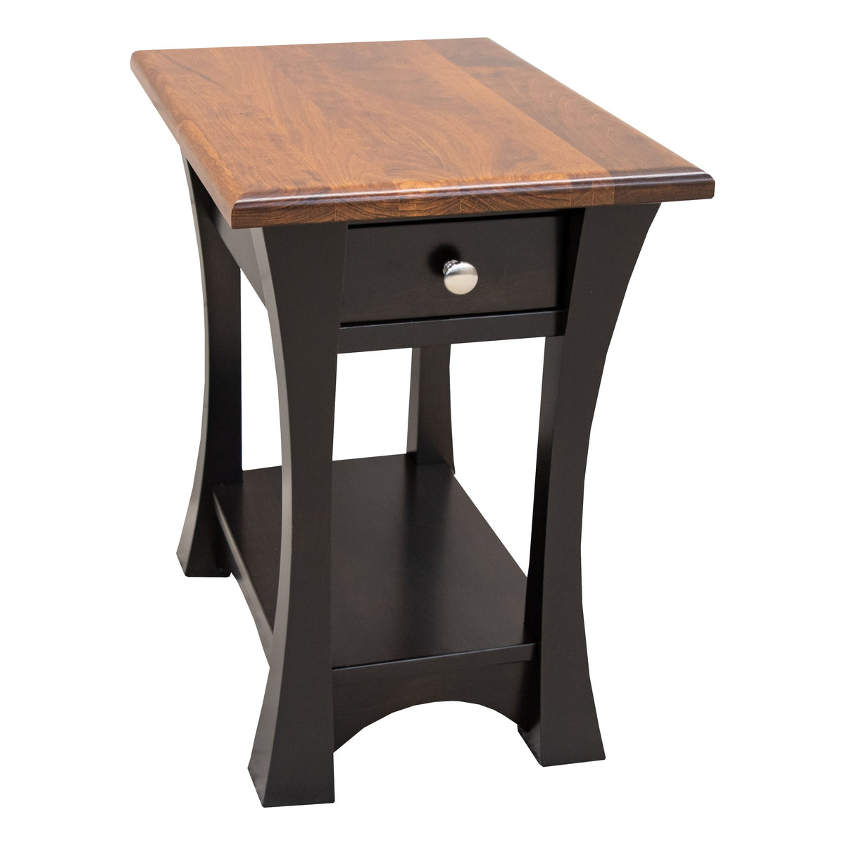 Brooklyn Black & Cherry Wood Small Rectangle Open End Table