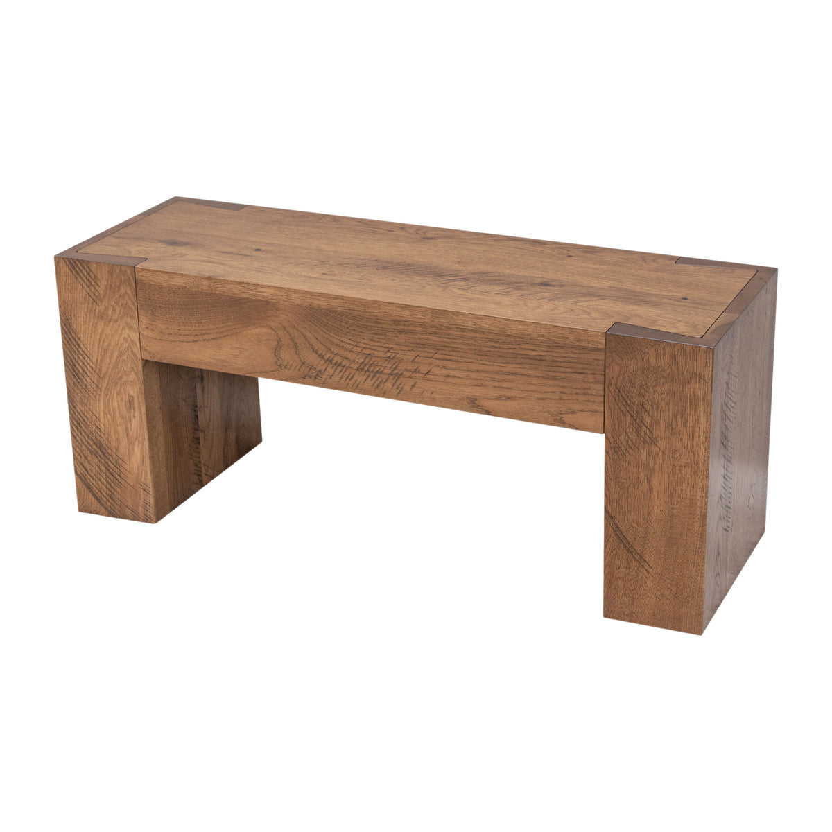 Oxford Rustic Hickory Wood Bench in Cocoa Light