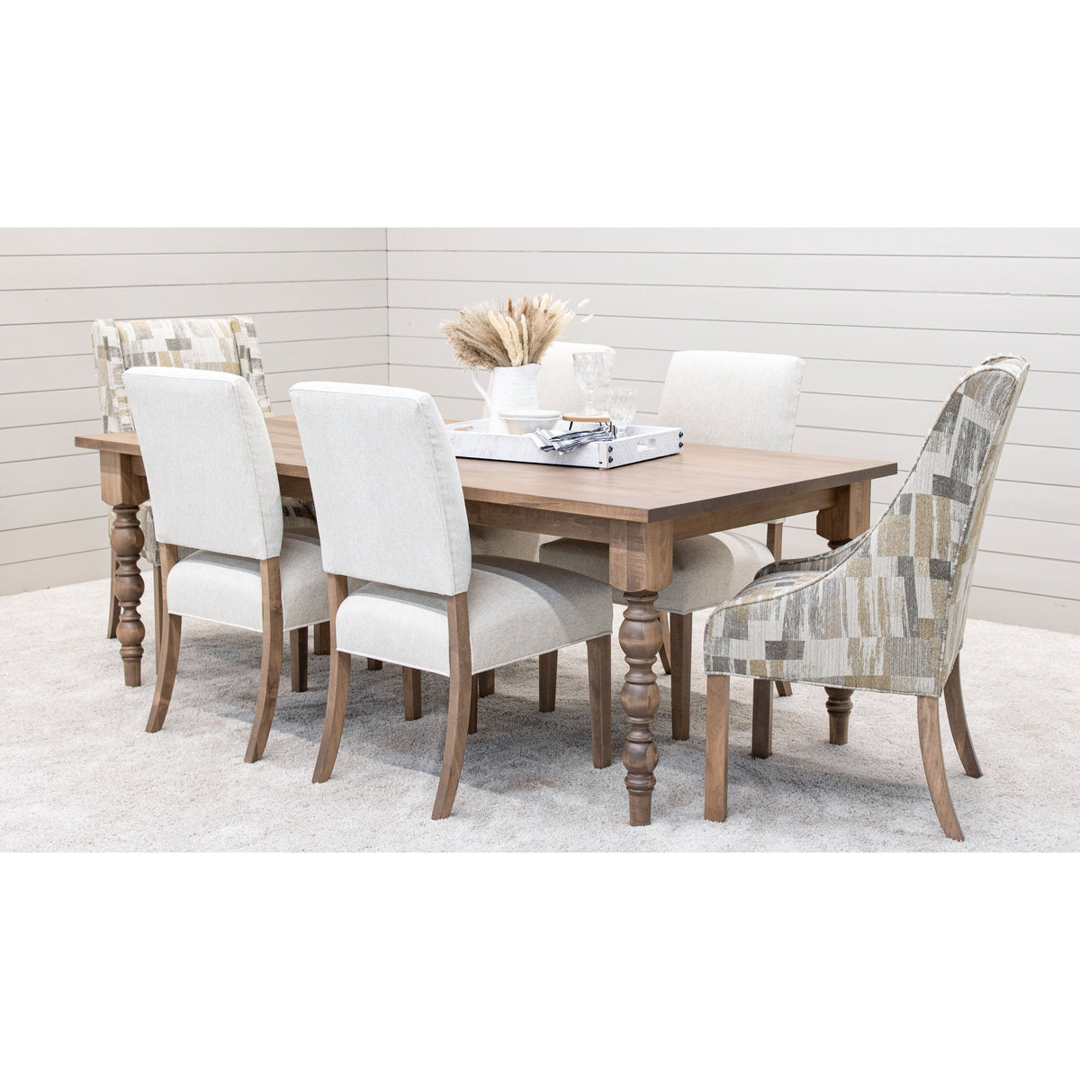 Parson Leg Solid Maple Wood Extending Dining Table in Willowbend