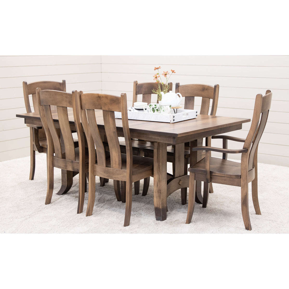 Shaker Hill Solid Maple Wood Extending Dining Table in Cocoa Light