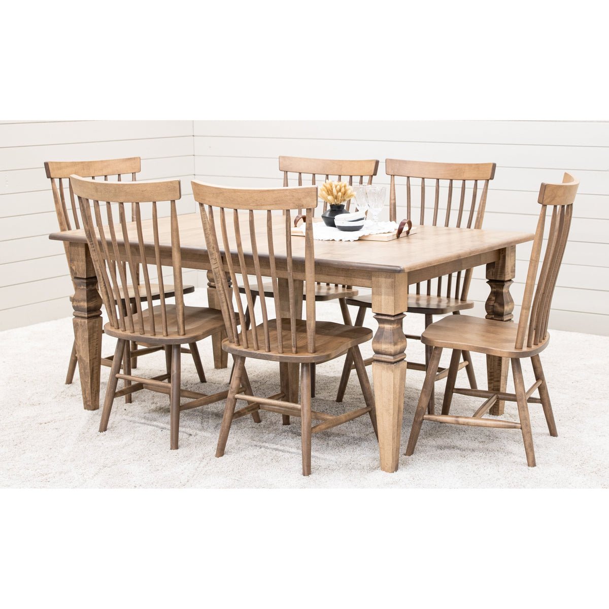 Classic Turned Cam Leg Solid Maple Extending Dining Table
