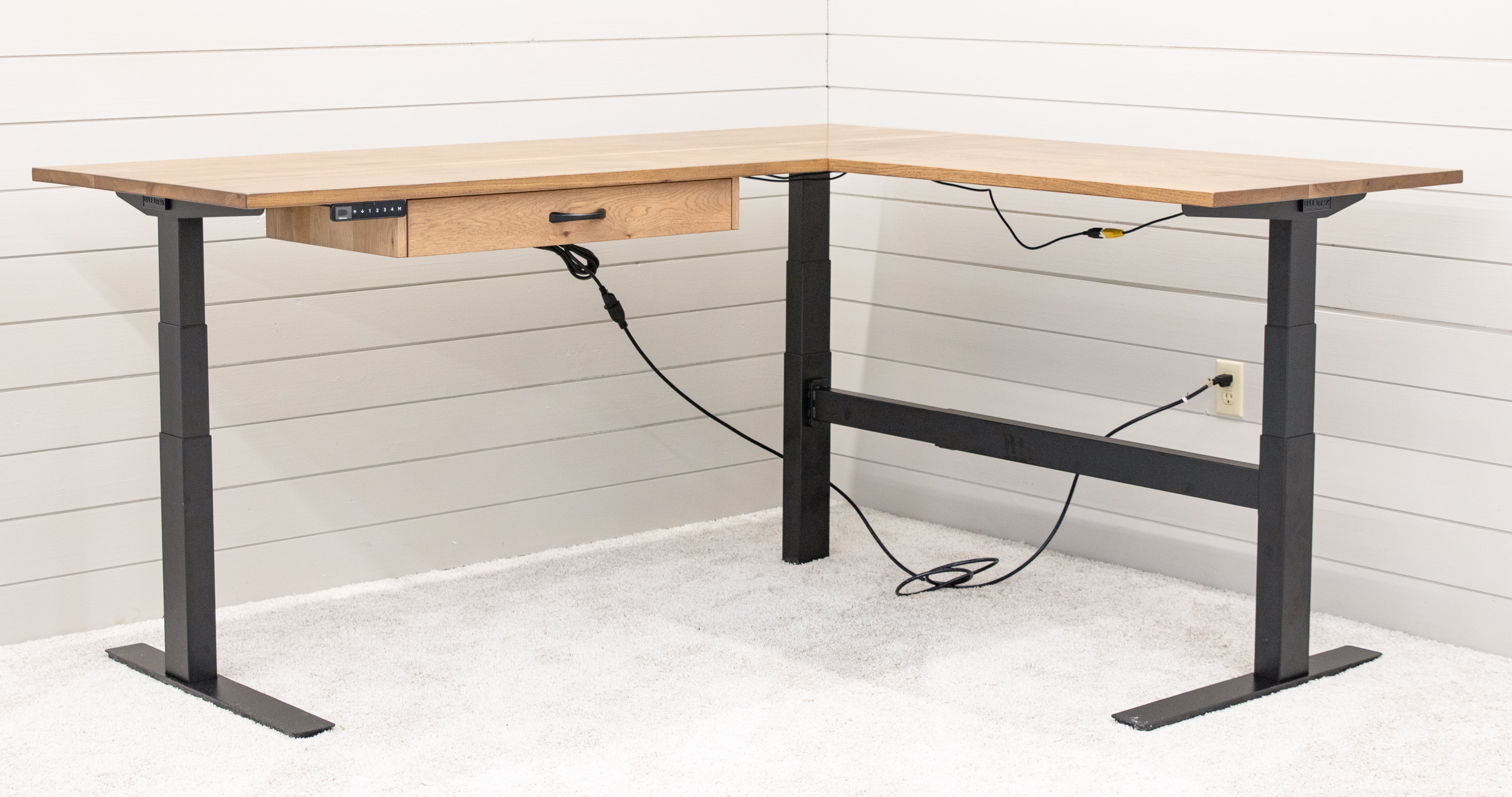 Solid Wood Adjustable Desks | Standing Desk with Drawers