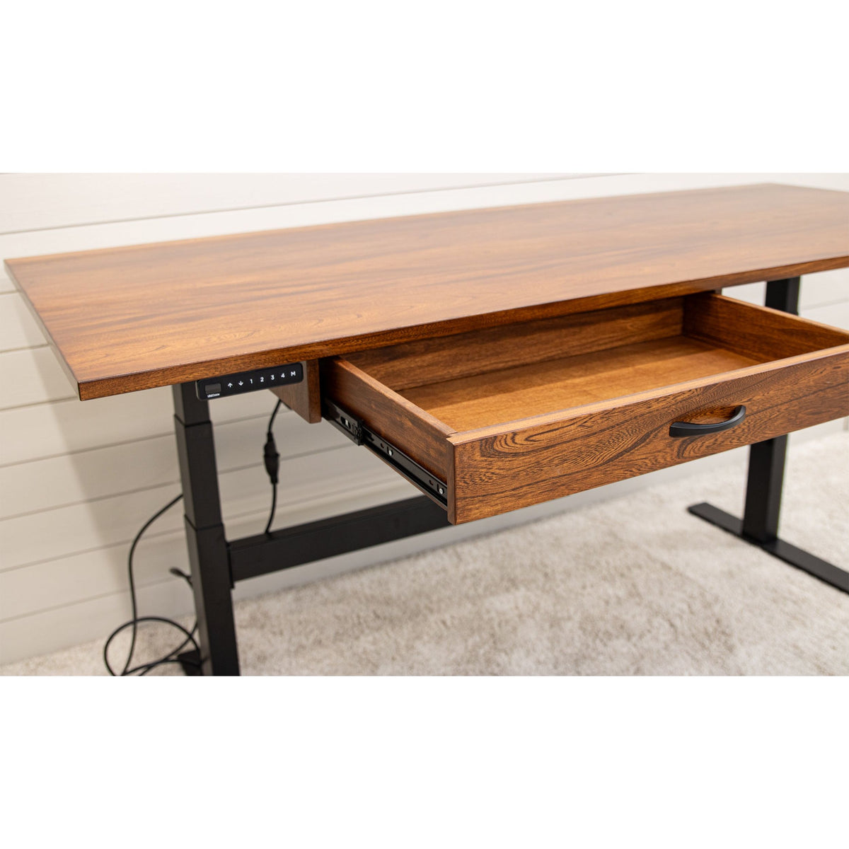 Adjustable Standing Desk with Elm Wood Top