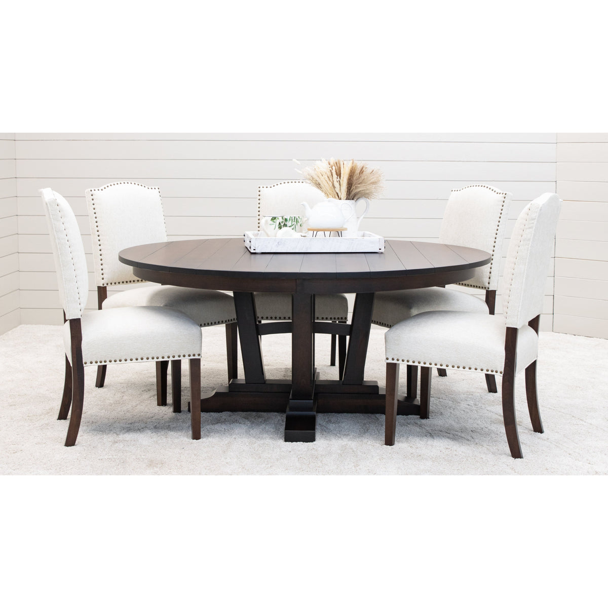Round Extendable Dining Table | Round Dining Table with Leaf