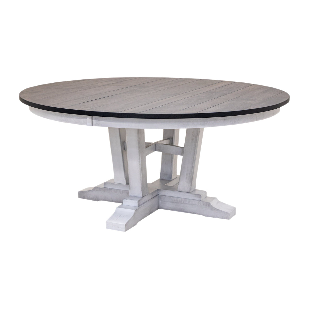 Alberta White & Wood Round Extending Dining Table