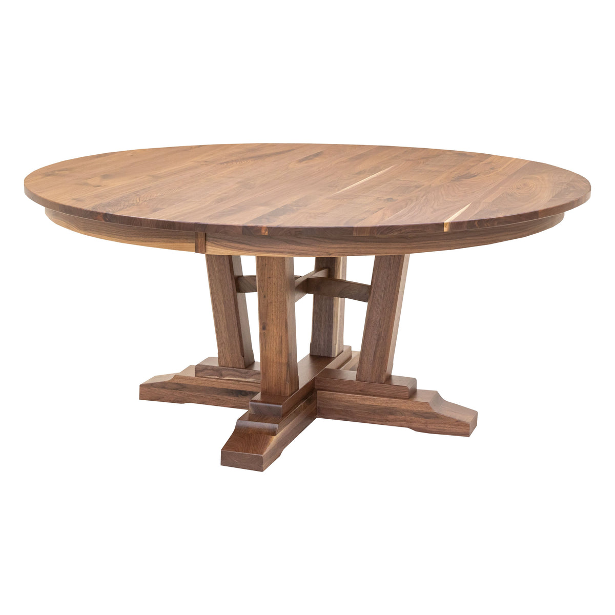 Alberta Walnut Wood Round Extending Dining Table | Natural Finish