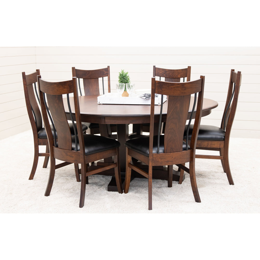 Newport Round Cherry Wood Amish Dining Table Set for 4