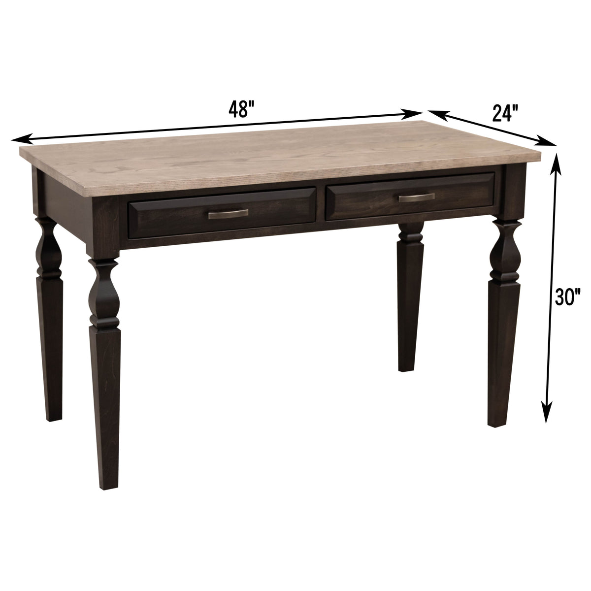 Ashton Solid Oak Wood Writing Desk in Fruitwood Color