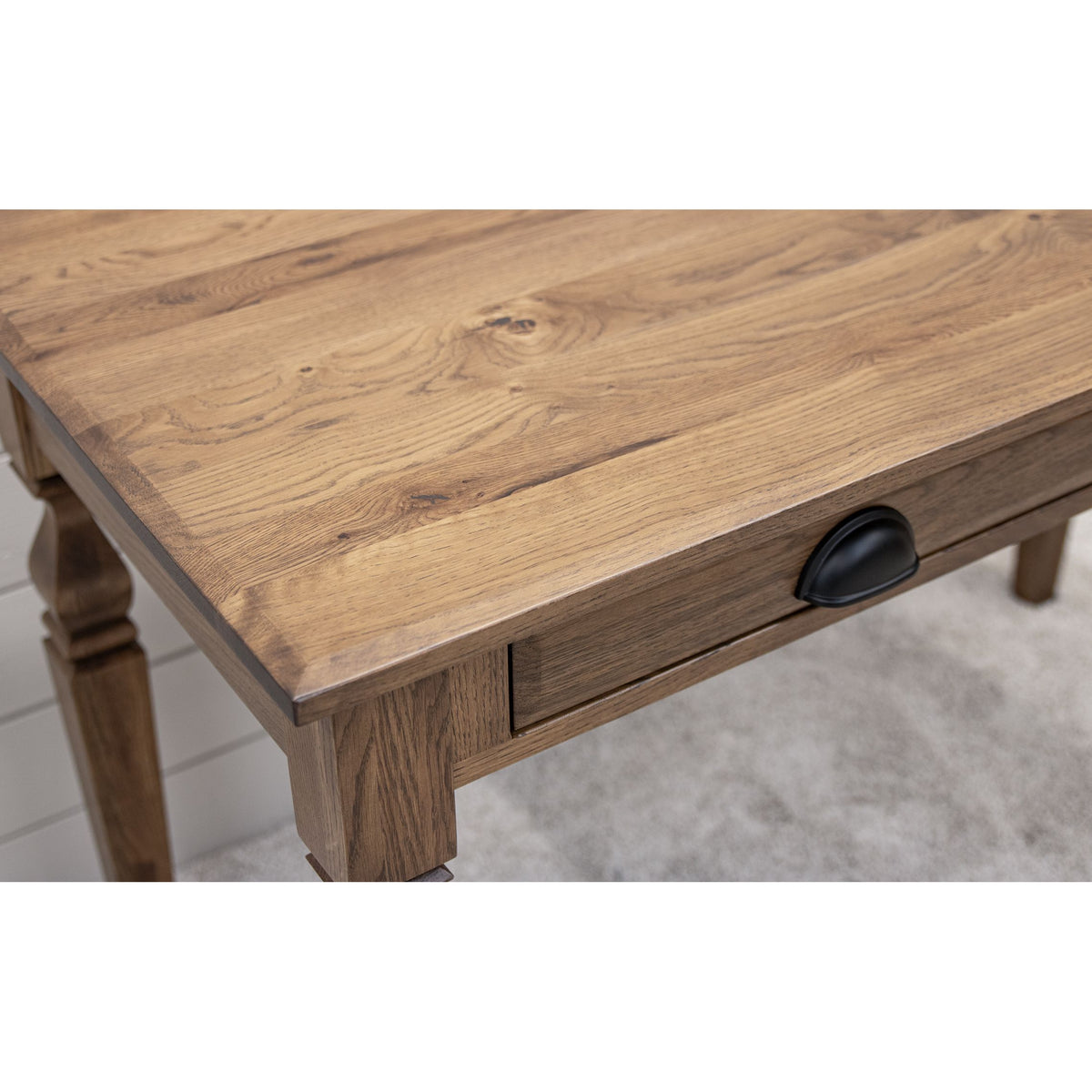 Ashton Solid White Oak Wood Writing Desk | Cocoa Color