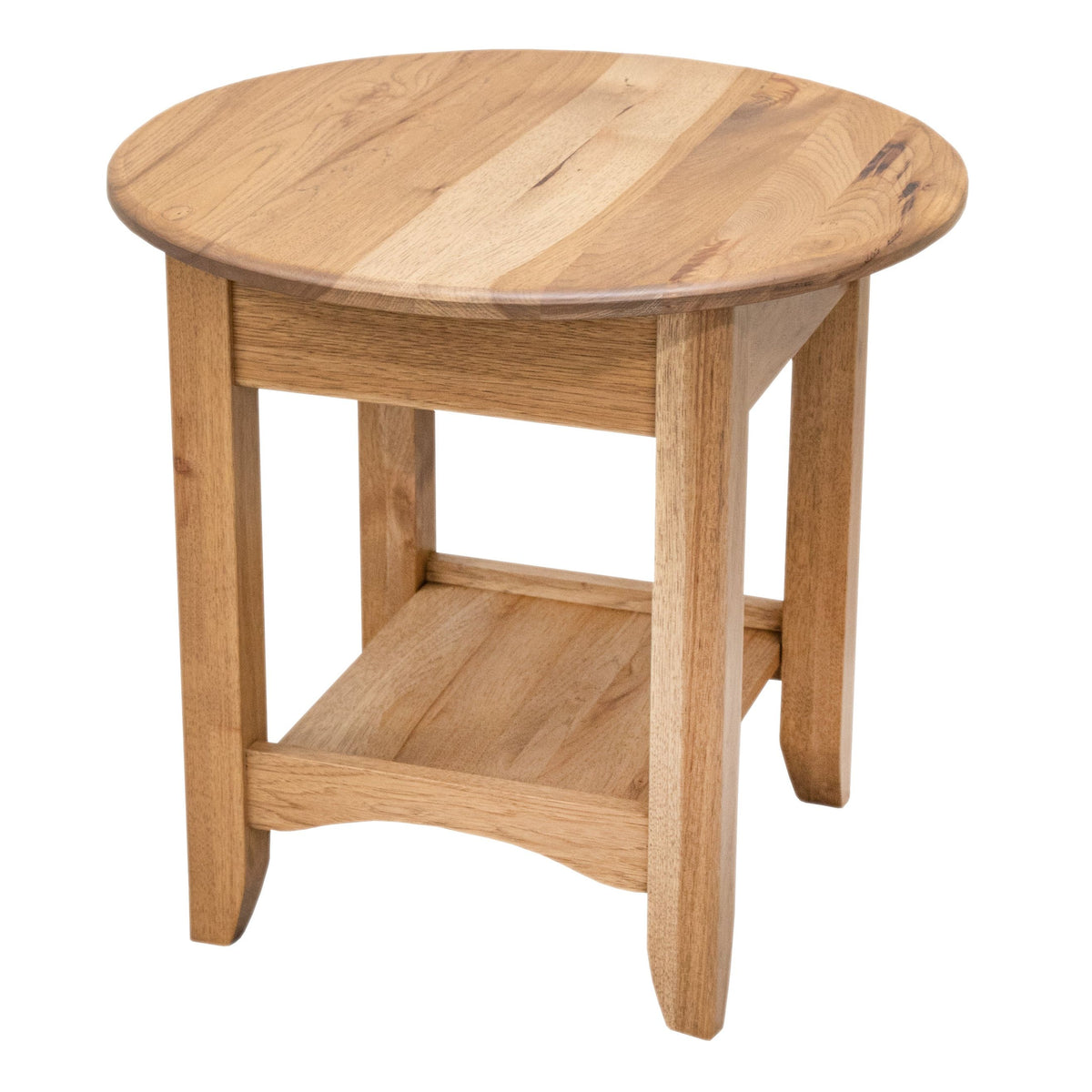 Austin Rustic Hickory Wood Round Open End Table in Willowbend