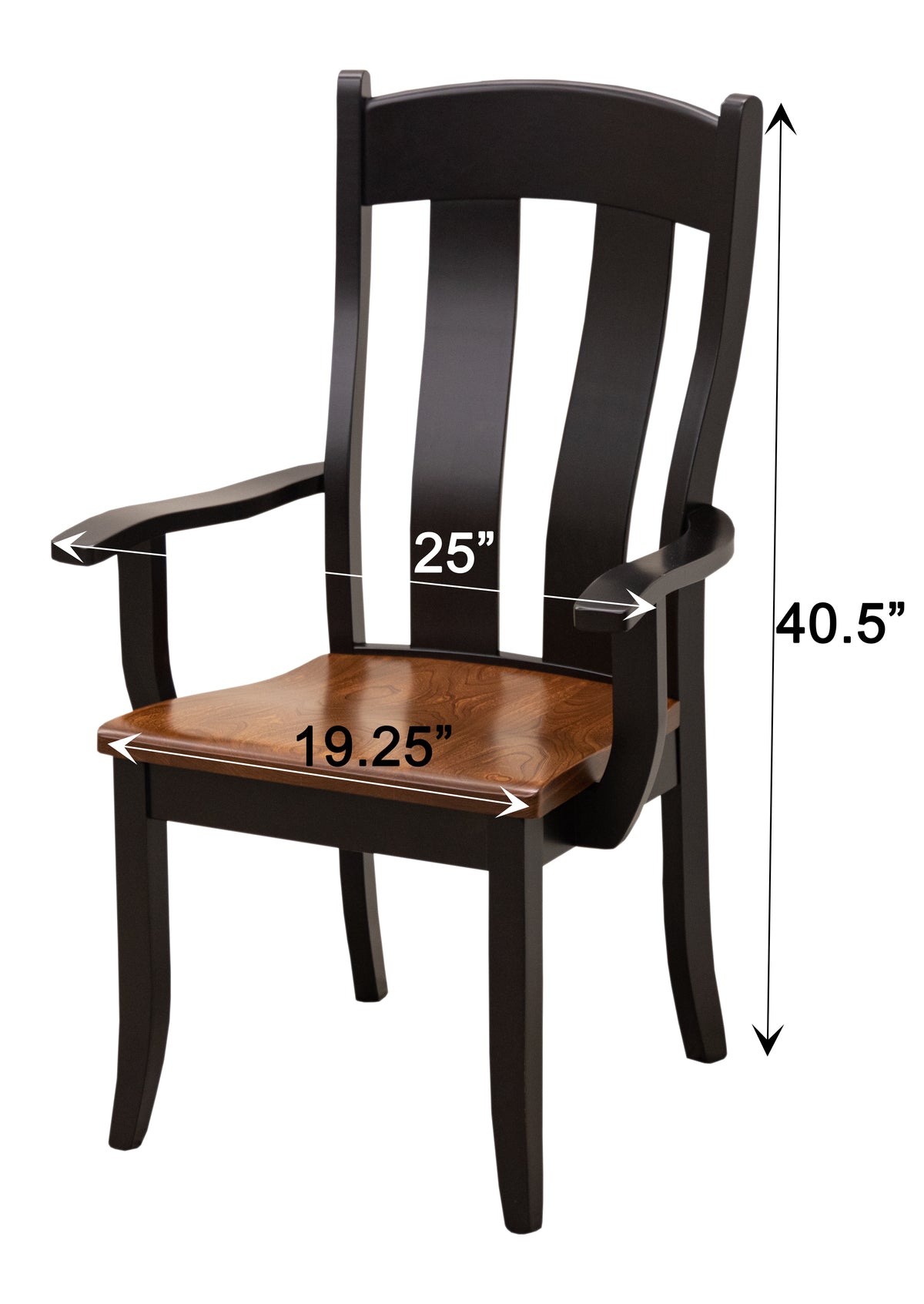 Austin Rustic Quarter Sawn White Oak Wood Arm Dining Chair | MC Dimensions