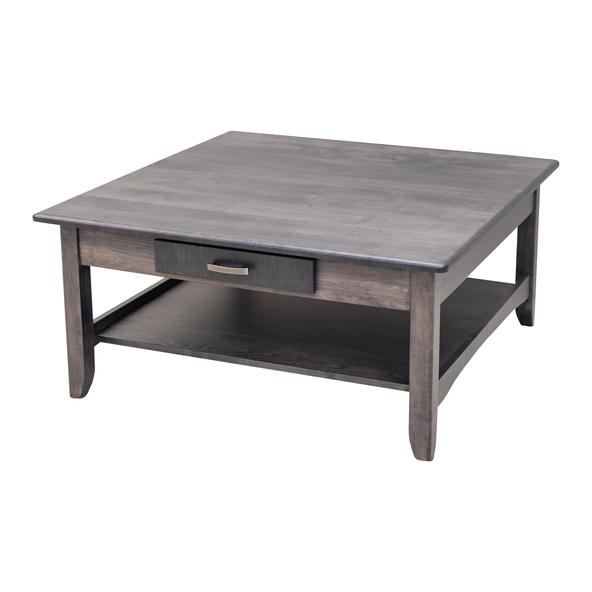 Austin Solid Maple Wood Square Open Coffee Table in Gunsmoke