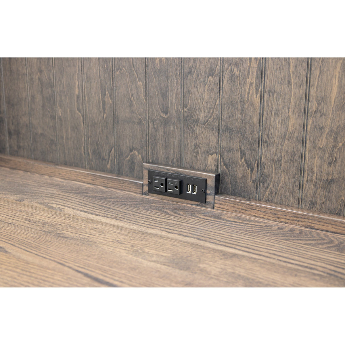 Barn Door Oak Wood Coffee Bar Cabinet with Stone Brown Stain