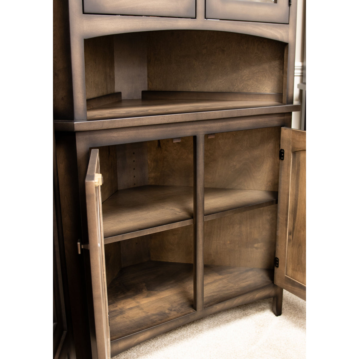 Ellington Black and Cherry Solid Wood Corner Dining Hutch