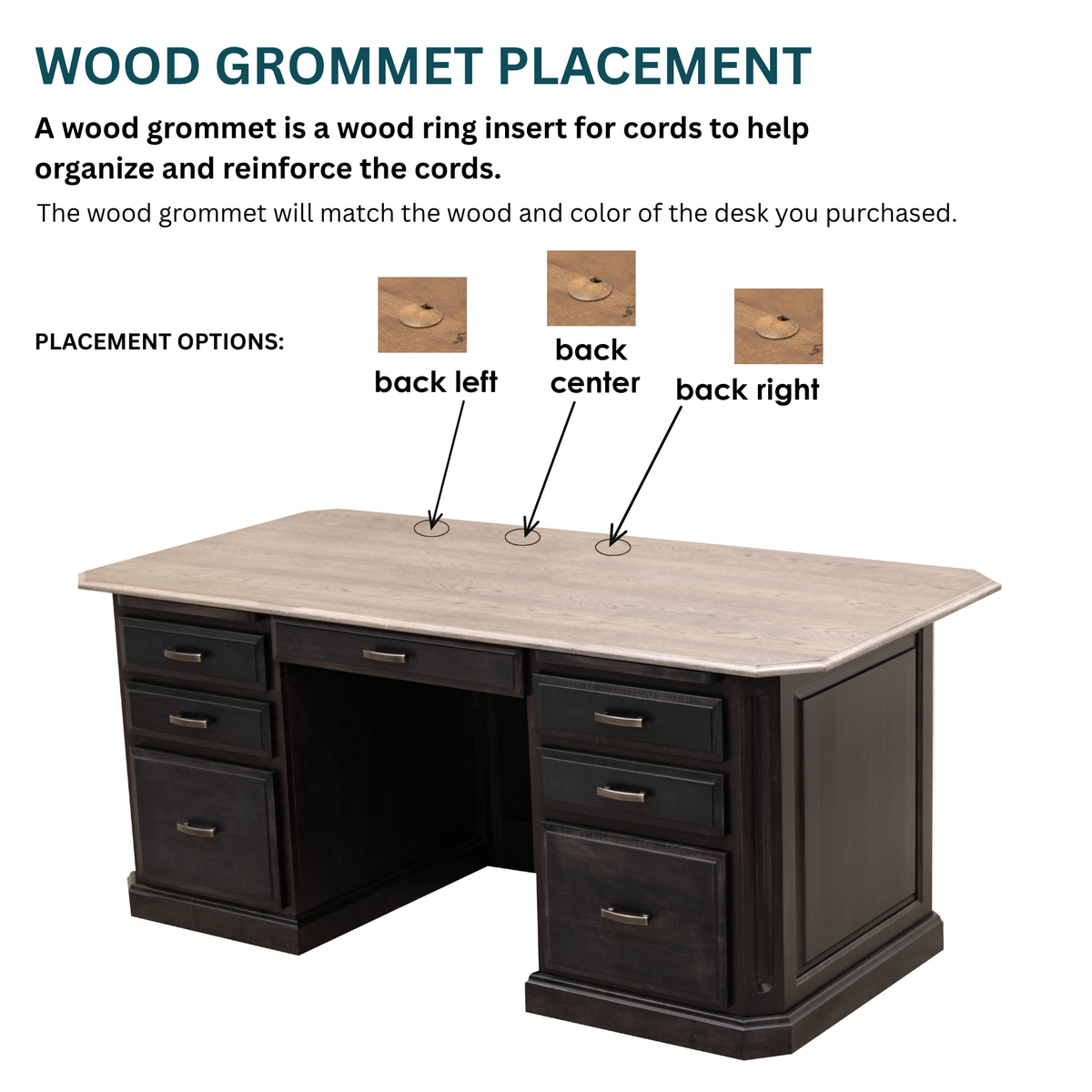 Buckingham Black & Elm Wood Top Executive Desk