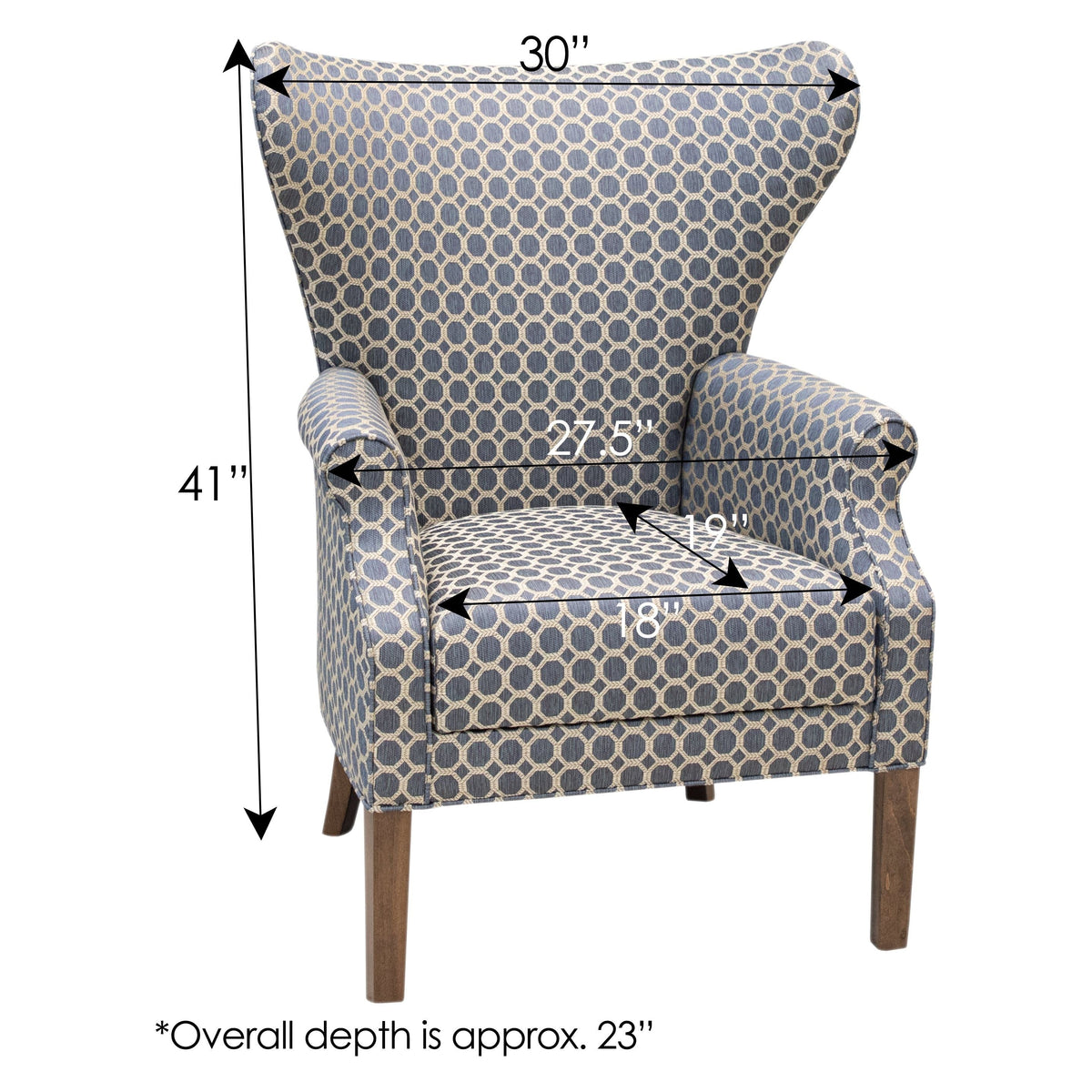 Butterfly Upholstered Wingback Chair with Wooden Legs