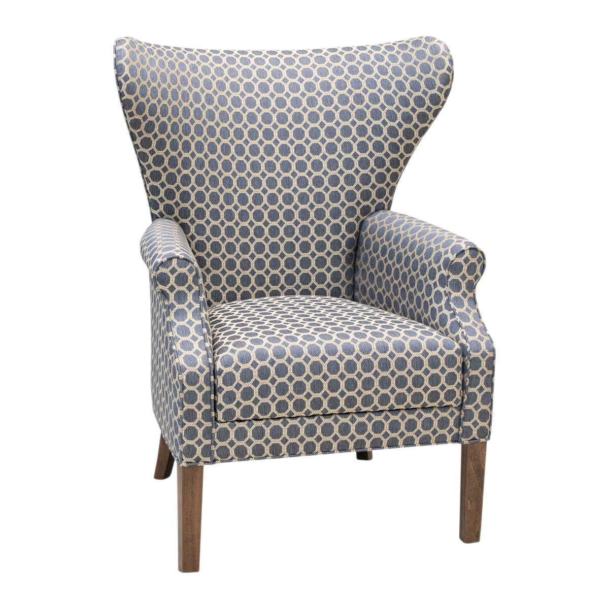 Butterfly Upholstered Wingback Chair with Wooden Legs