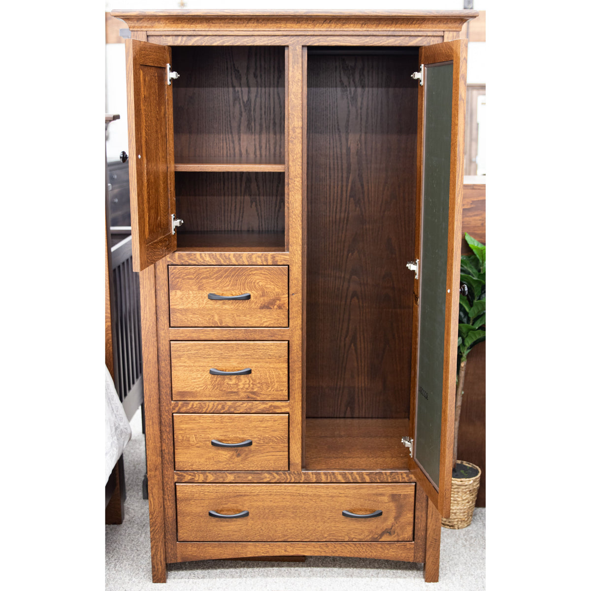 DCF Mission Quarter Sawn White Oak Wood Chiffonier in Asbury Brown