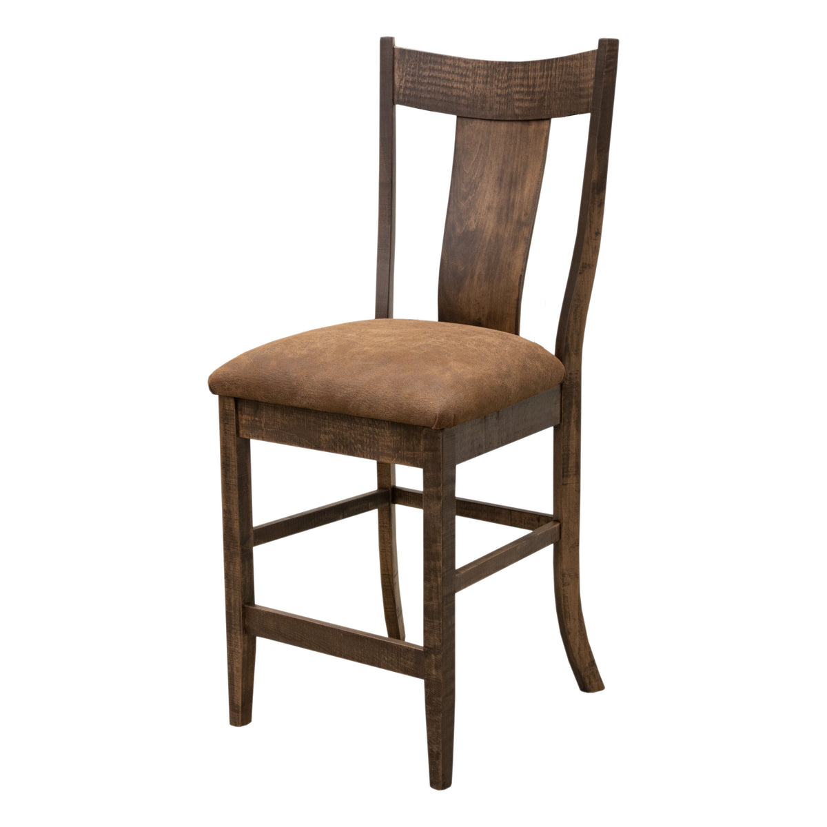 Eagle 24" Solid Maple Wood Stationary Bar Stool with Faux Leather Seat