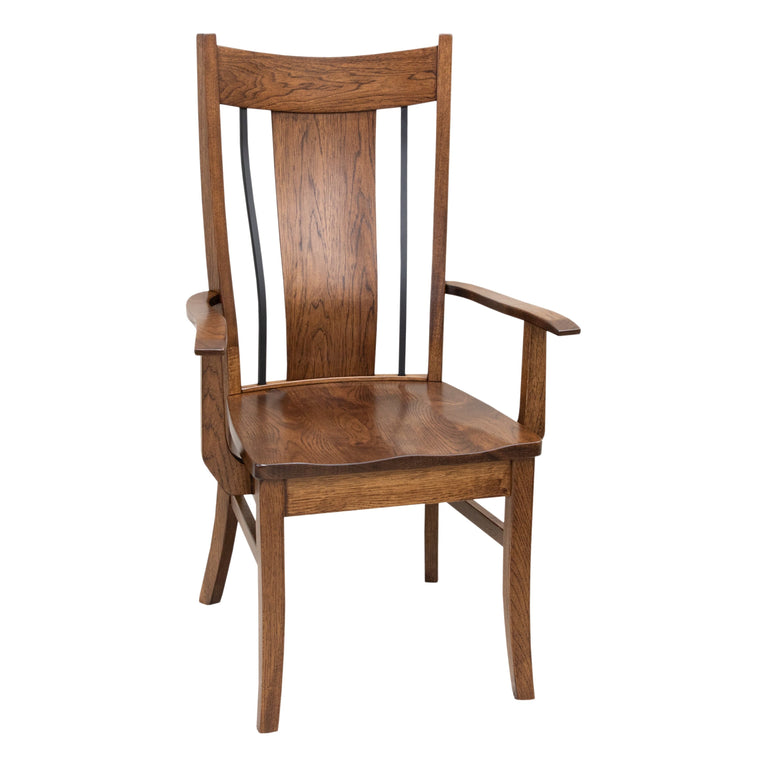 Eagle Solid Hickory Wood Arm Dining Chair in Asbury Brown