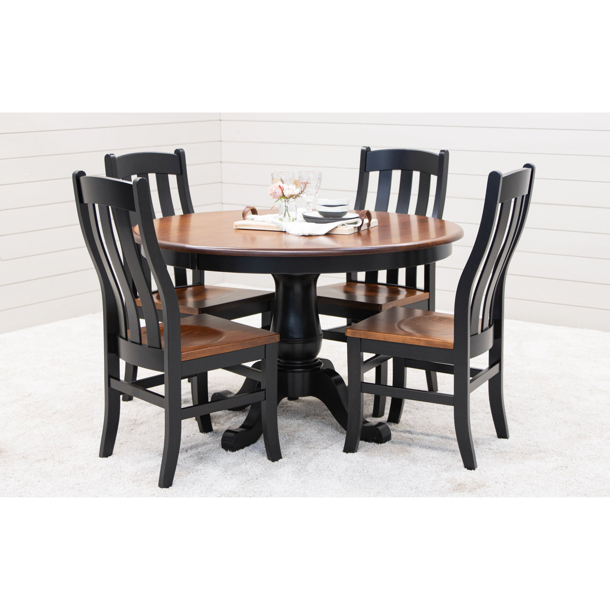 Round Cherry Dining Table | Cherry Round Table with Leaf