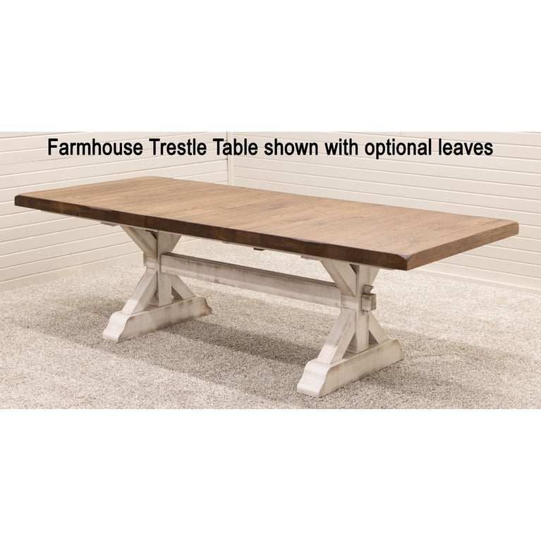 Farmhouse Trestle Style Natural Walnut Wood Extending Dining Table