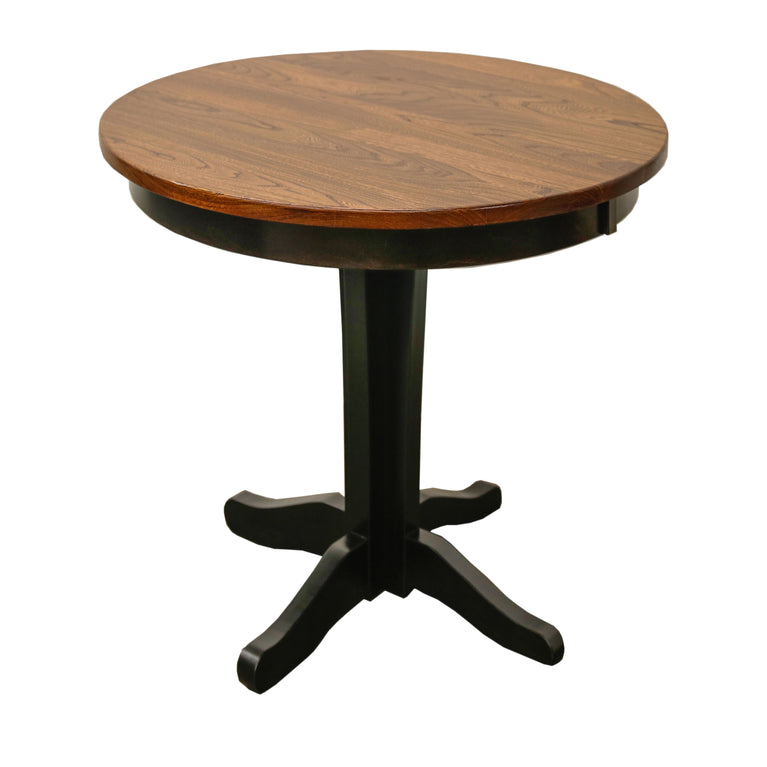 Glacier Solid Black & Elm Wood Round Pub Table | Cherry Stain Color