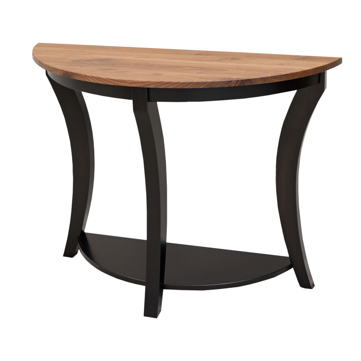 Half Moon Black & Walnut Wood Foyer Table