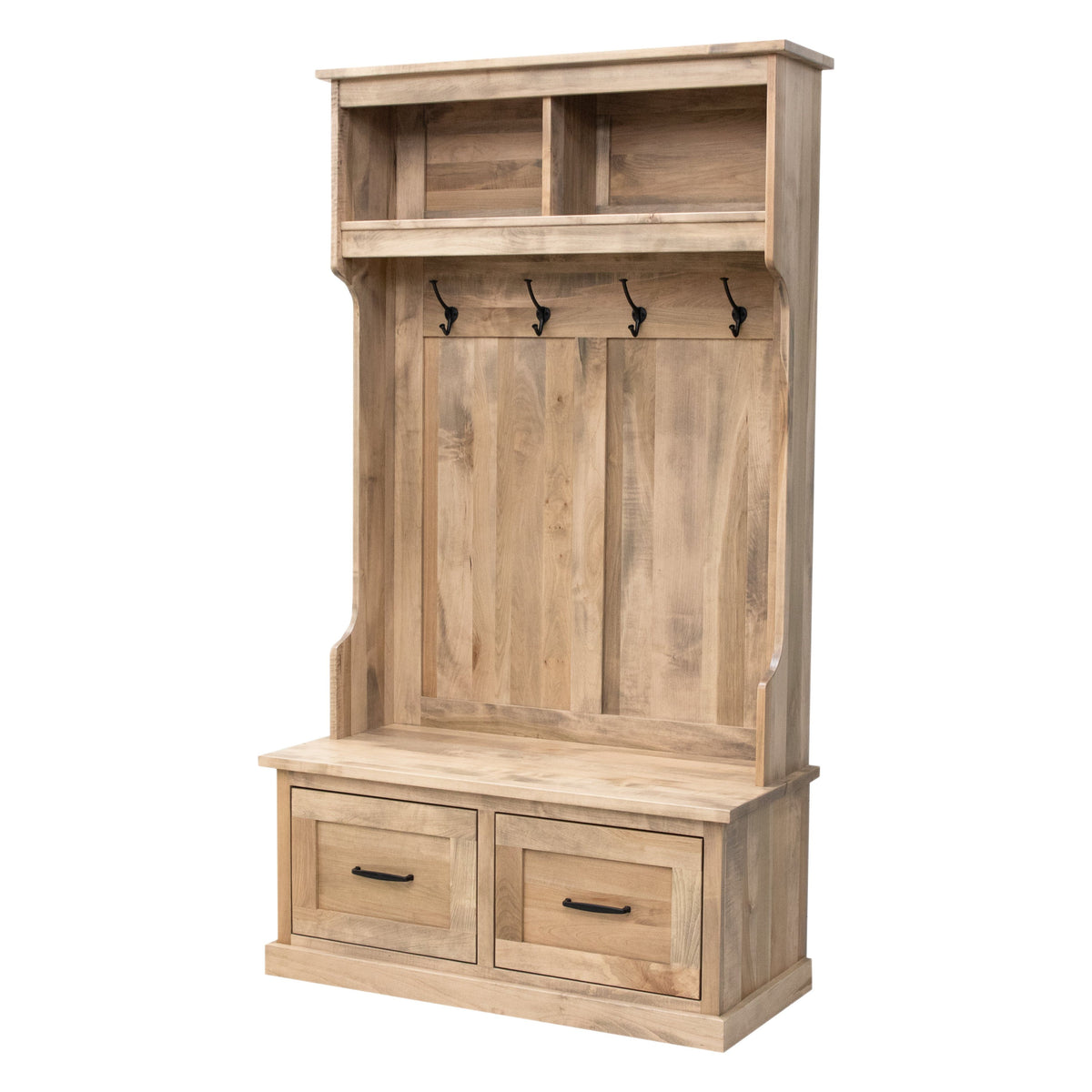 Hartford Maple Wood Hall Tree Bench in Sand Color