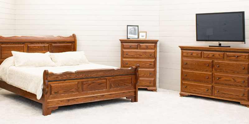 Wooden Sleigh Beds | Amish Sleigh Bed Frame with Storage