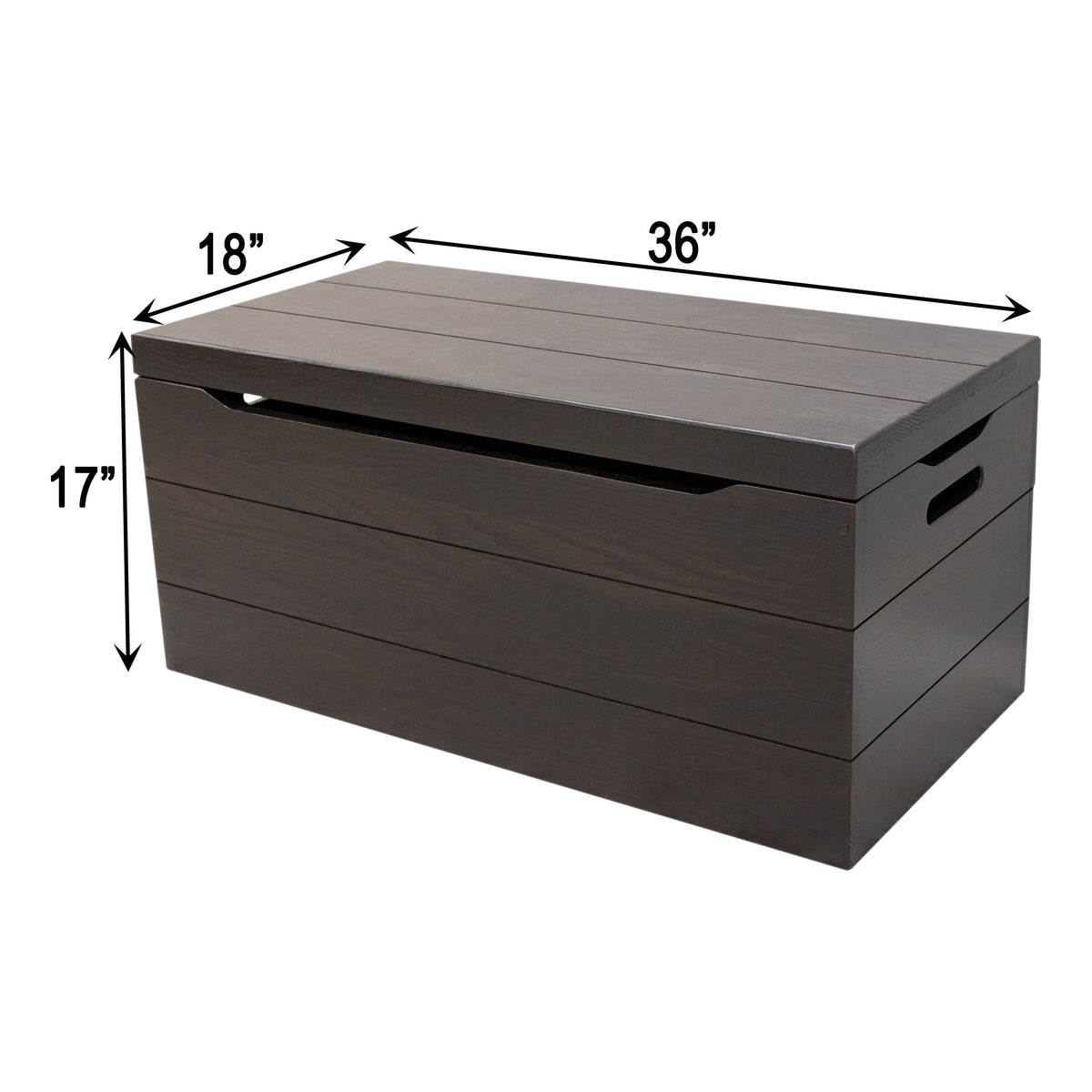 Hobby Toy Box in Solid Oak Wood in Ebony Color