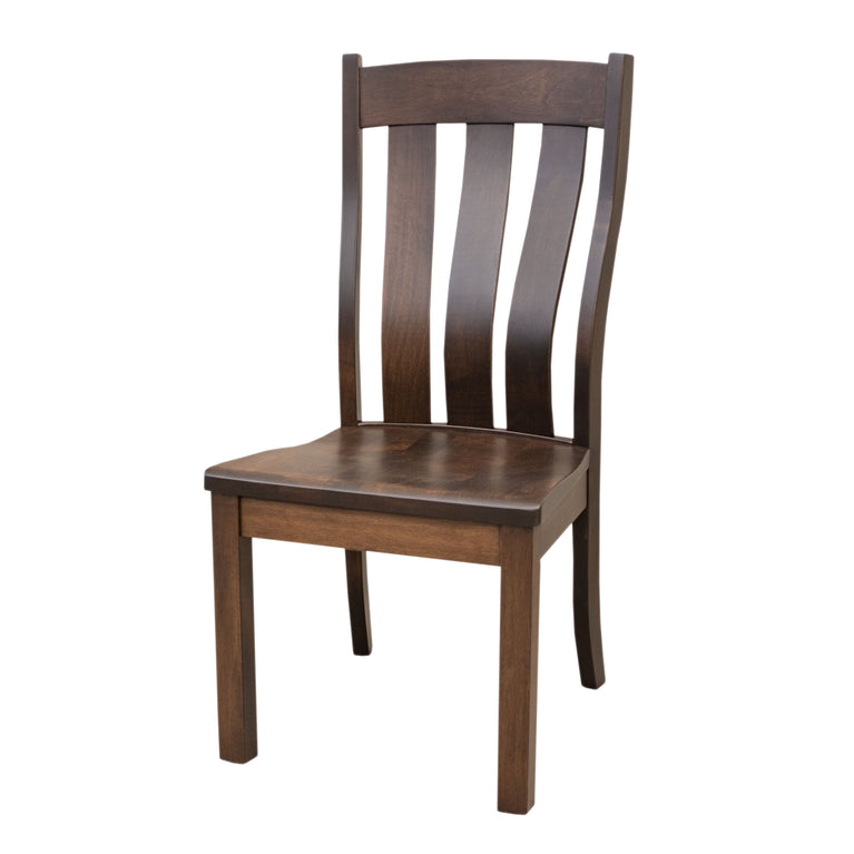 Logan Solid Maple Wood Side Dining Chair in Brown Velvet Stain