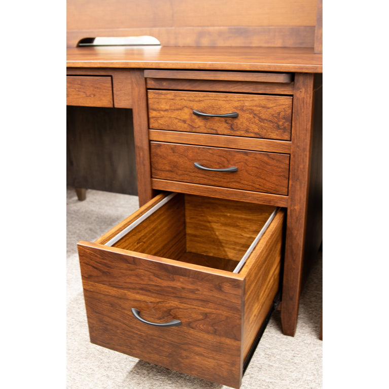 Buckingham Black & White Oak Wood Desk with Hutch Top