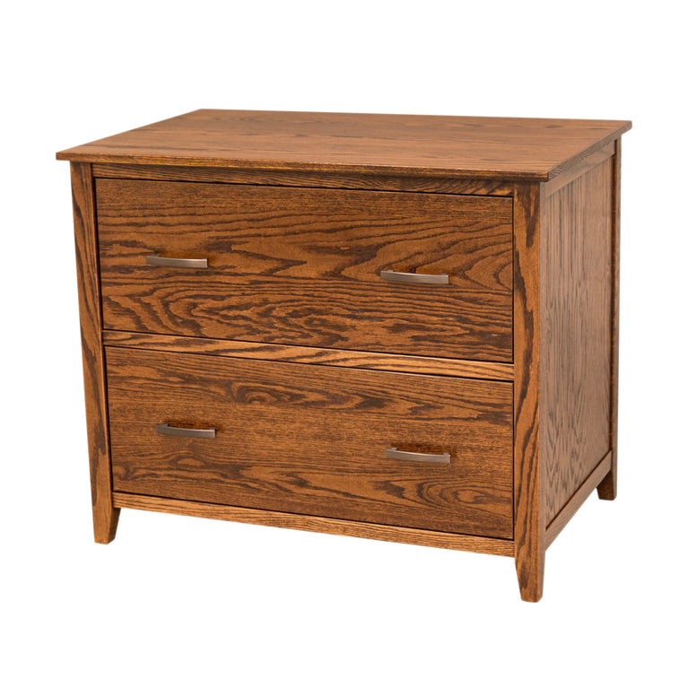 Manhattan Solid Oak Wood 2-Drawer Lateral File Cabinet | Cherry Stain