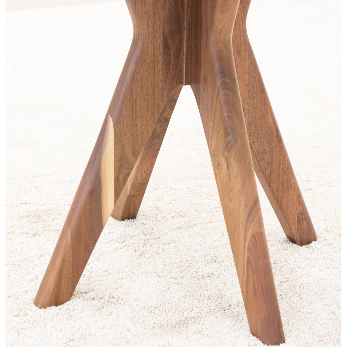Mid Century Modern Walnut Wood Round Dining Table in Natural Finish