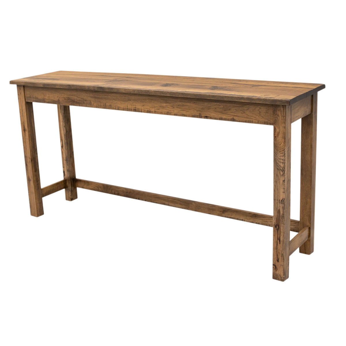 Milltown Rustic Hickory Wood Sofa Bar Table in Cocoa Light