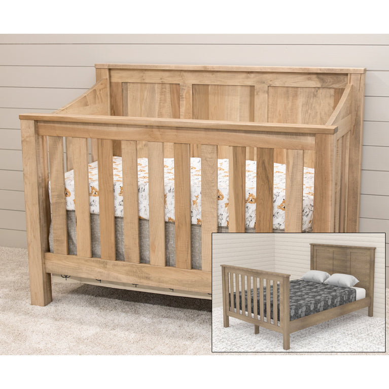 Mission Panel Maple Wood Convertible Crib in Sand Color