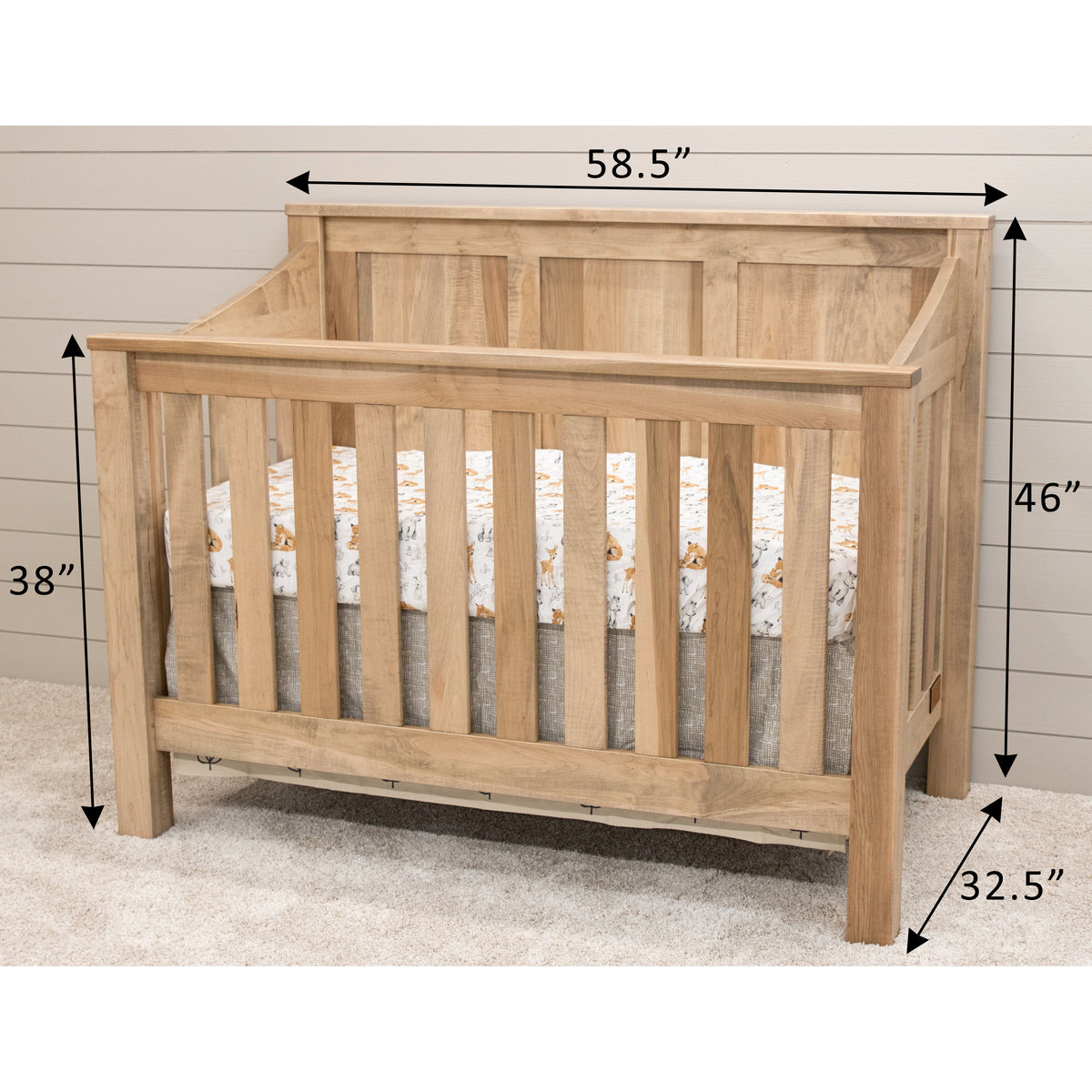 Mission Panel Maple Wood Convertible Crib in Sand Color