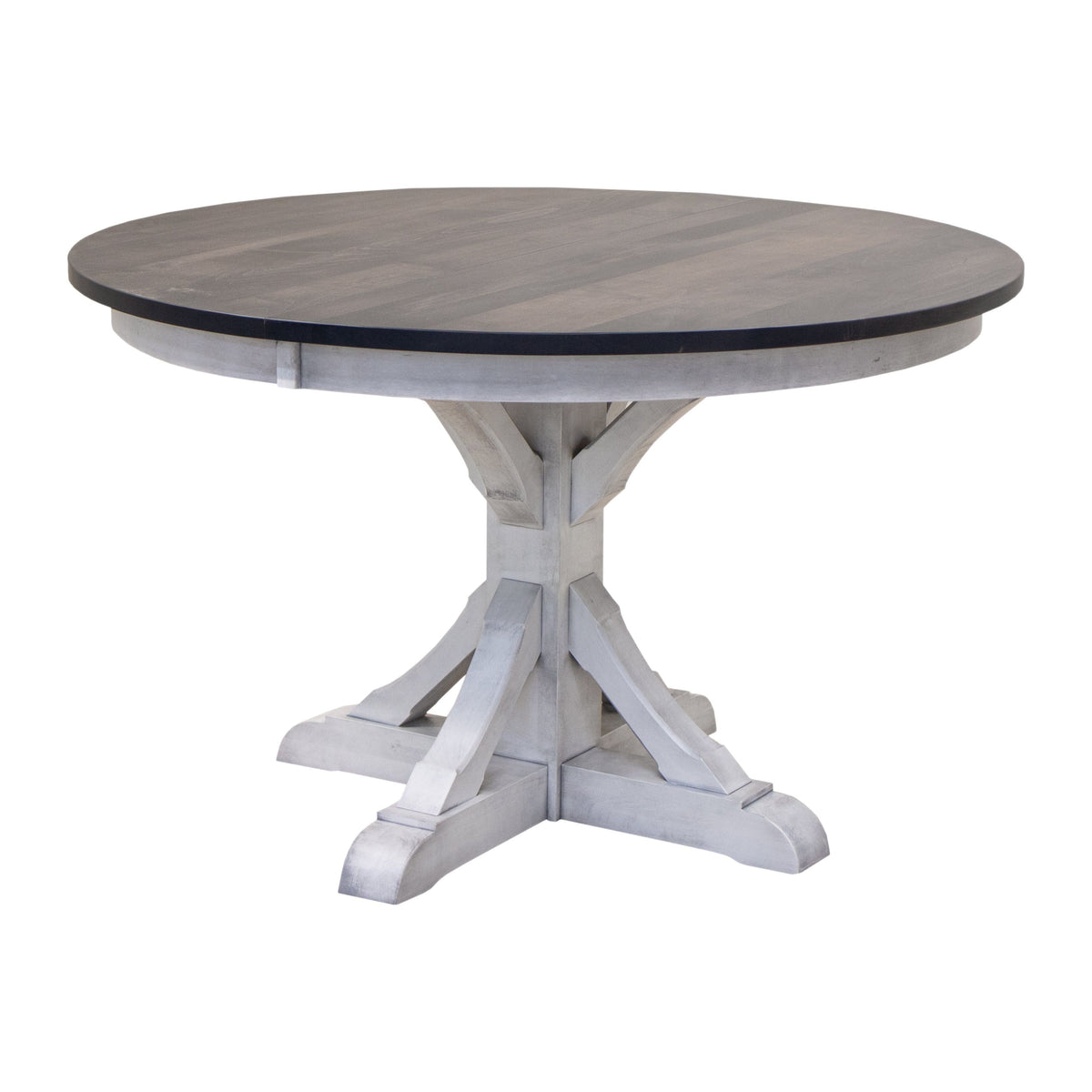 Newport Grey Round Table Dining Set for 4 with X-Back Chairs