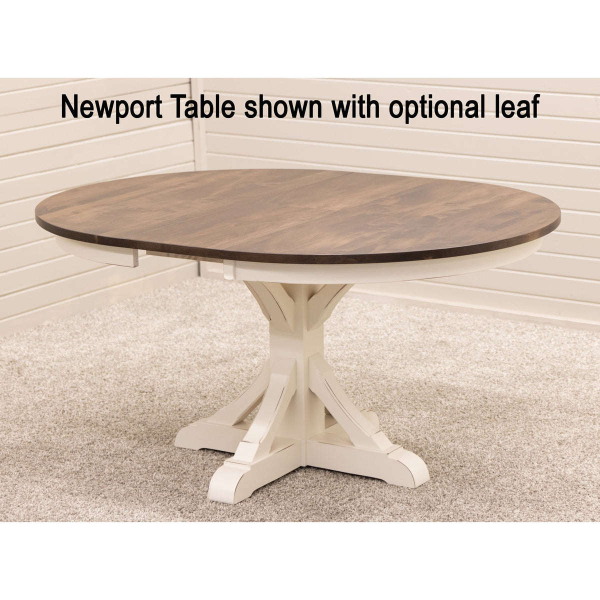 Newport Round White & Wood Extending Dining Table | Solid Maple Wood