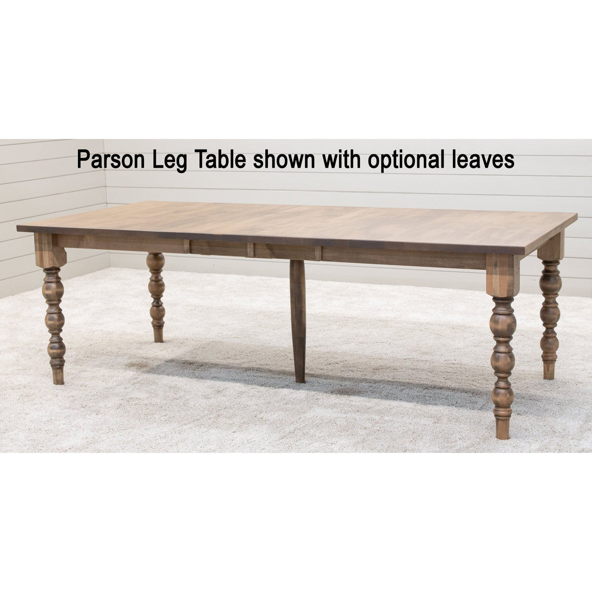 Parson Leg Solid Maple Wood Extending Dining Table in Rich Tobacco