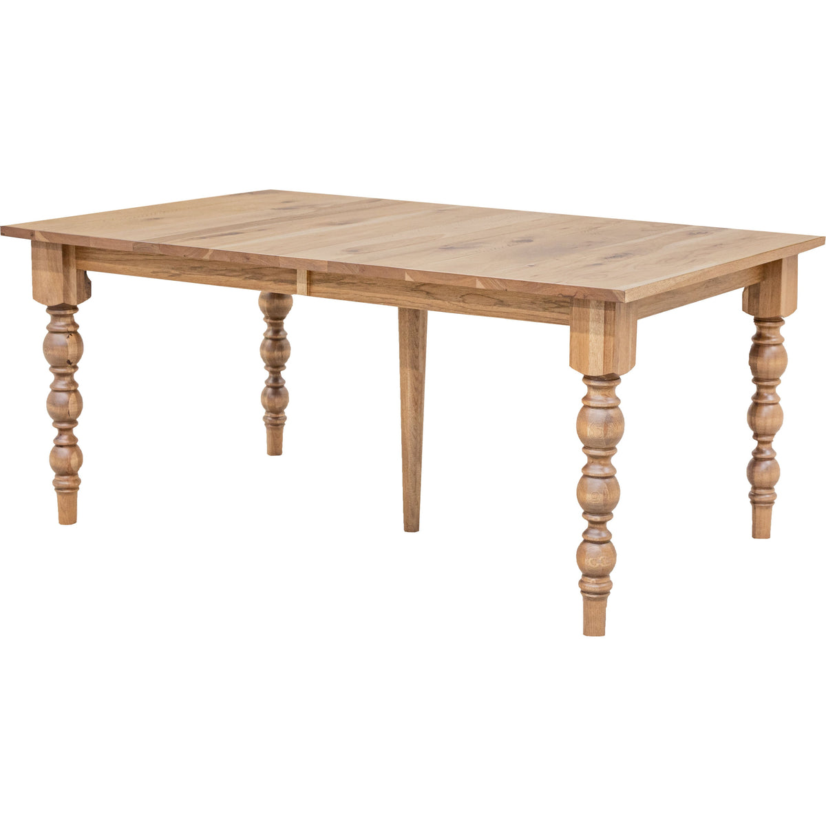 Parson Leg Rustic Hickory Wood Extending Dining Table in Willowbend