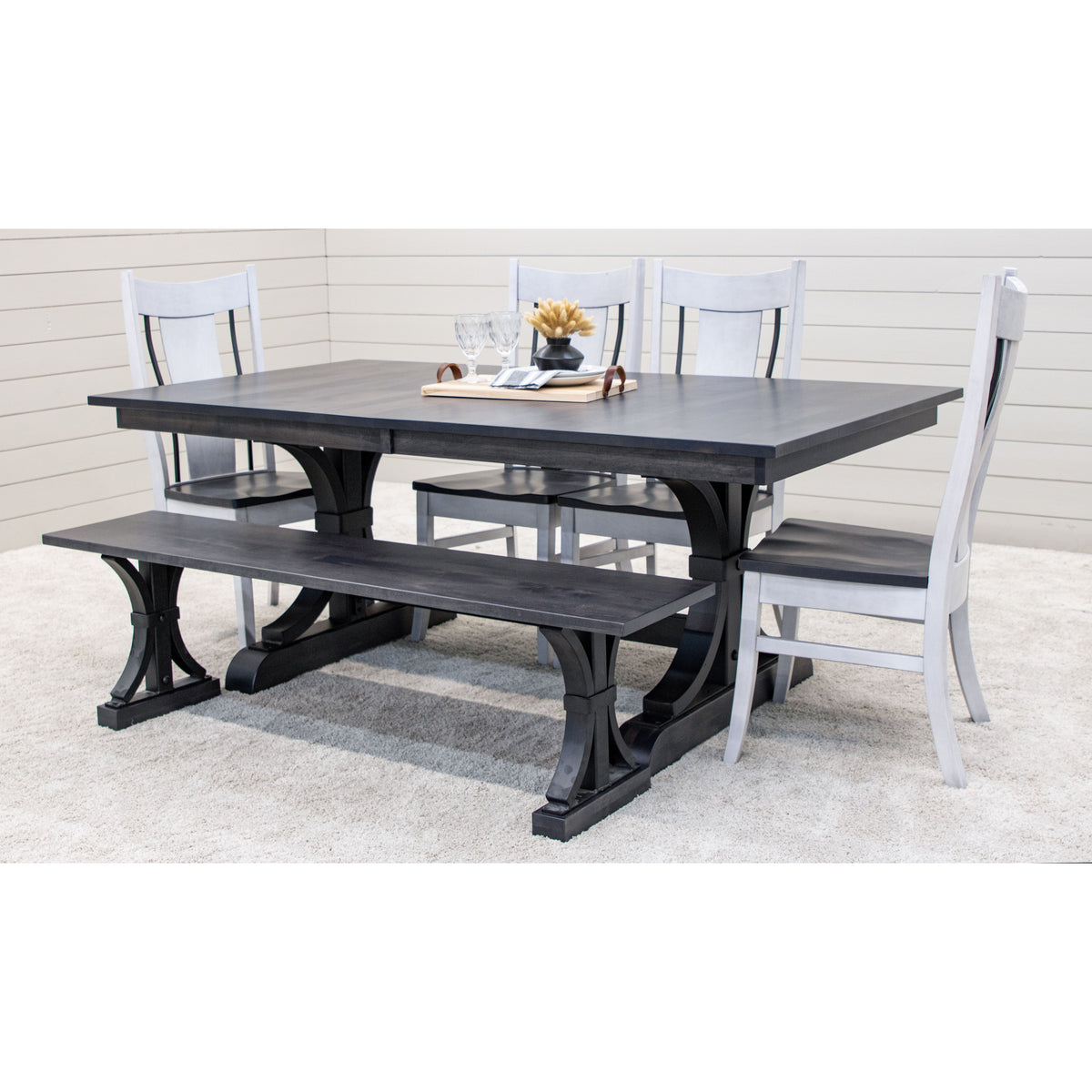 Rockford Maple Wood Extending Dining Table in Gunsmoke Finish