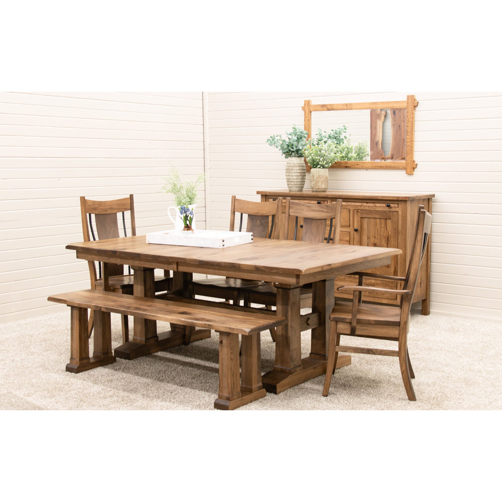 Rowan Hickory Wood Large Extending Amish Trestle Dining Table | CO