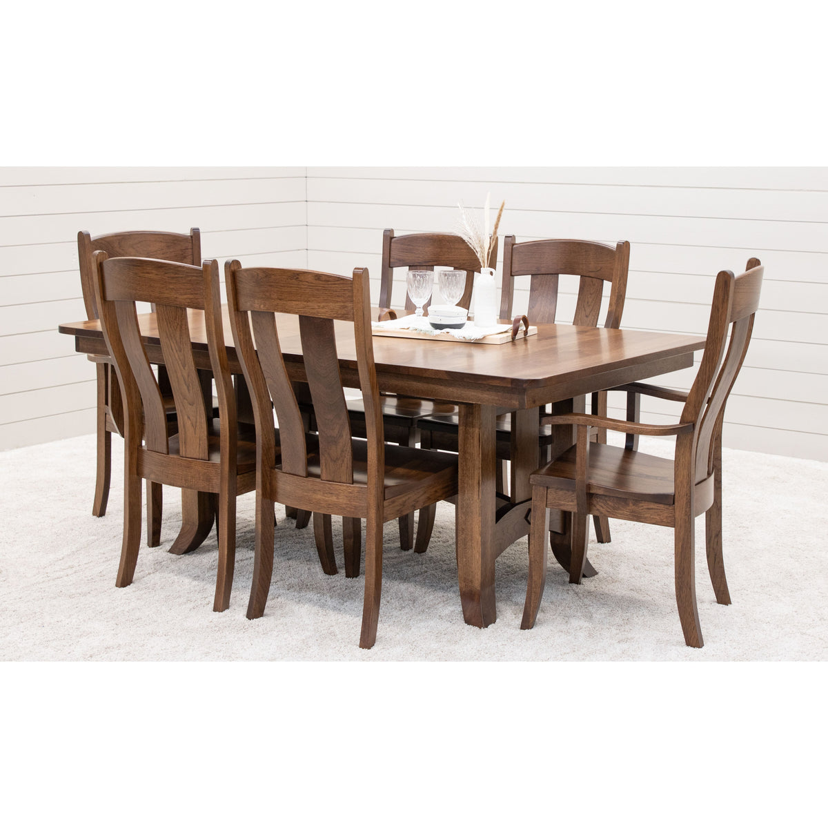 Austin Rustic Hickory Wood Side Dining Chair in Asbury Brown