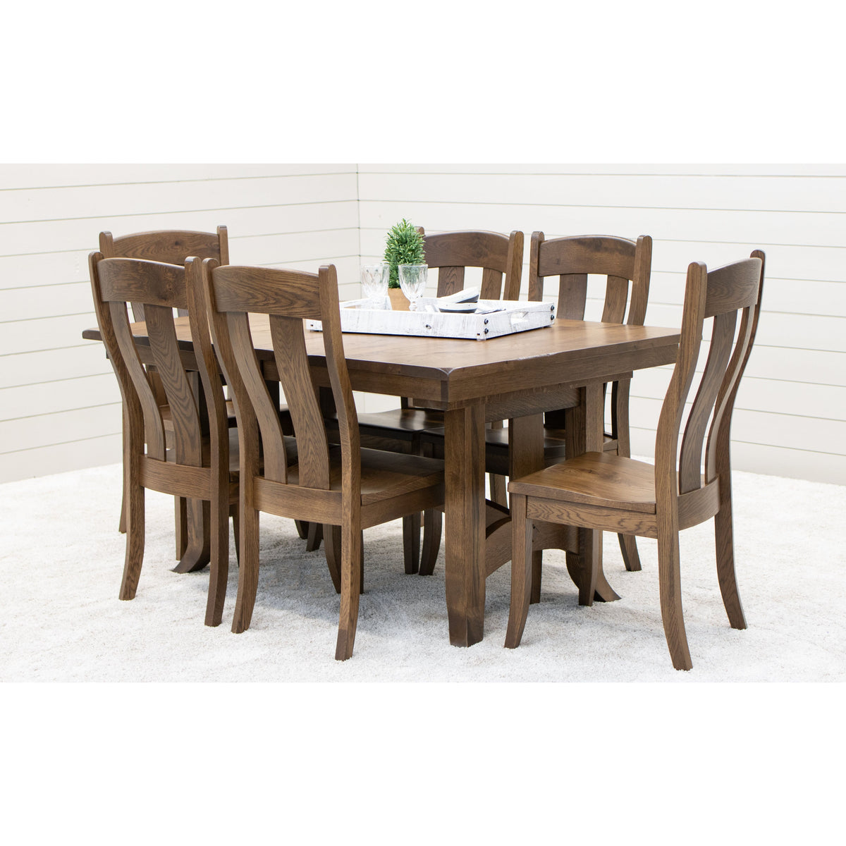 Shaker Hill Rustic White Oak Wood Extending Dining Table